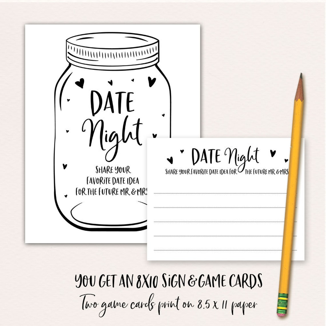 Date Night Jar Date Jar Sign & Cards Date Night Idea Card - Etsy