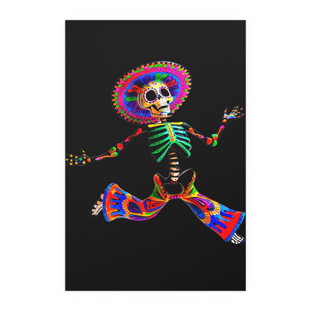 Colorful Sugar Skeleton Dancing Silk Poster: Latin Wall Art - Etsy
