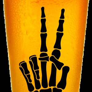 Pint Beer Glasses, Set of SIX, Skeleton One to Five Finger Full ...