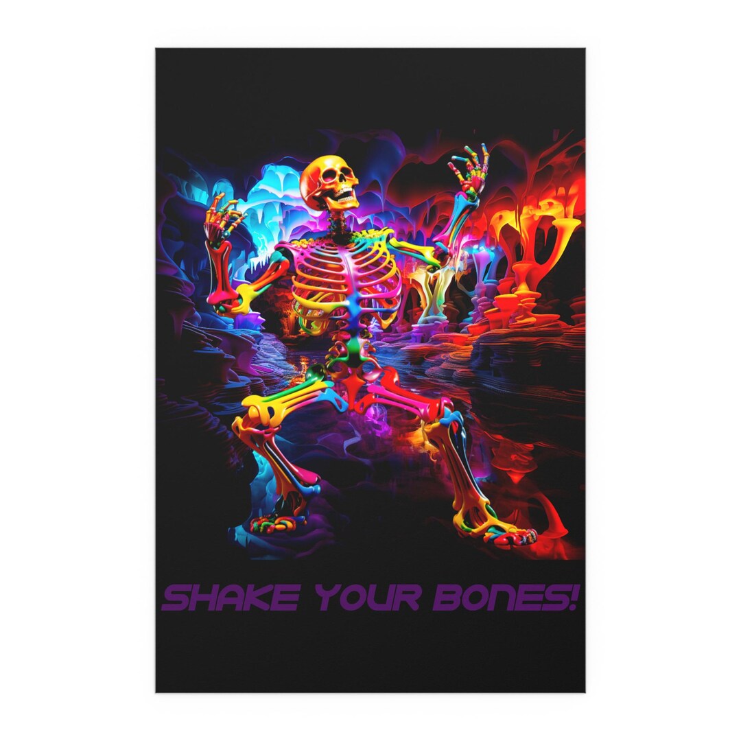 Skeleton Shake Your Bones Silk Poster, Colorful Indoor and Outdoor ...