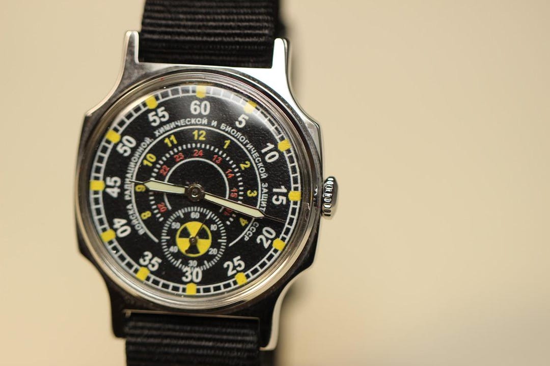 Soviet Men's Wristwatch Pobeda Radiation Black Watch - Etsy