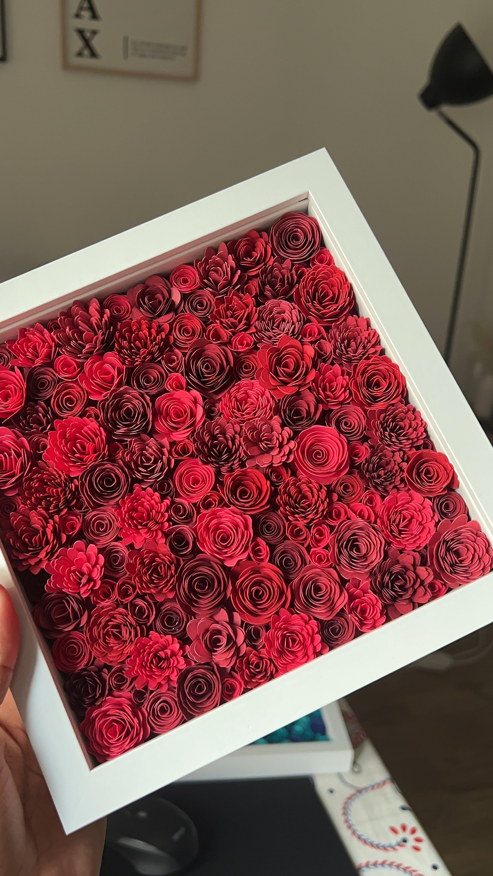 Personalised Name Shadow Box Frame Shadow Box Handmade Paper Flowers ...