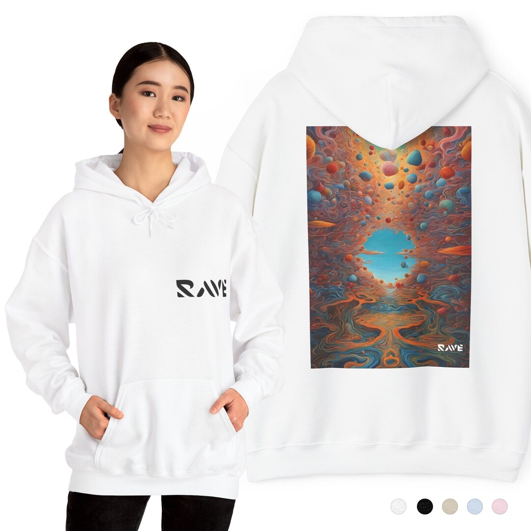 Big Art in Back clock, Rave Vibes Hoodie, Five Differents Colors ...