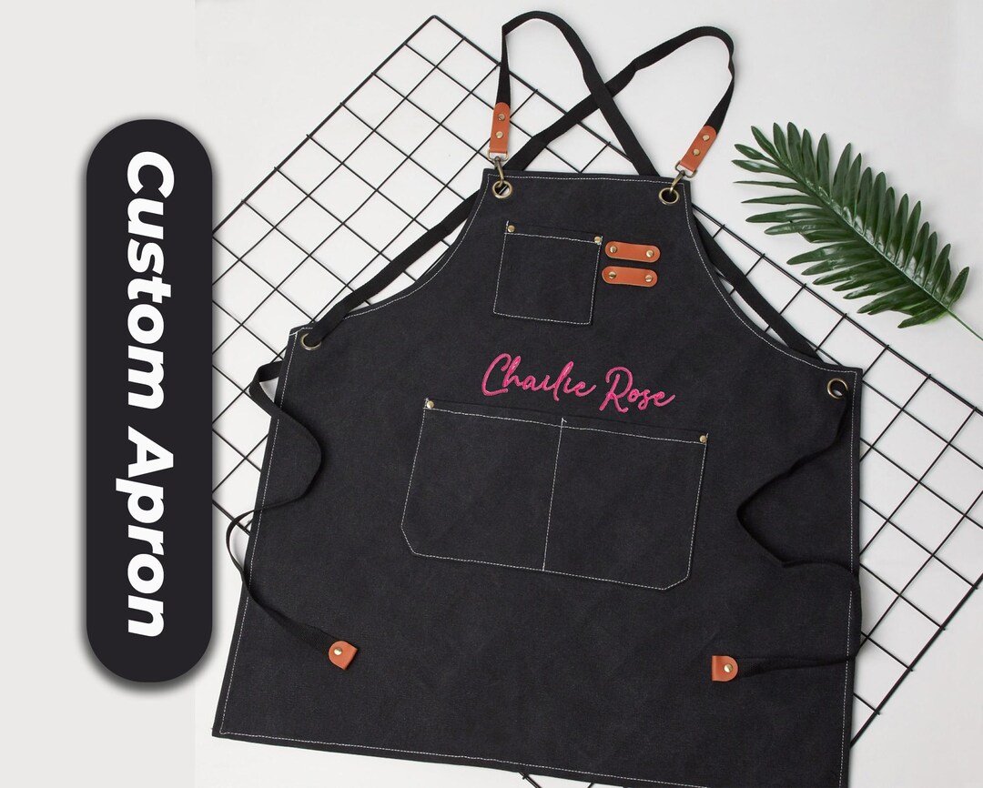 Personalized Embroidered Apron, Custom Text Apron, Embroidered Chef ...