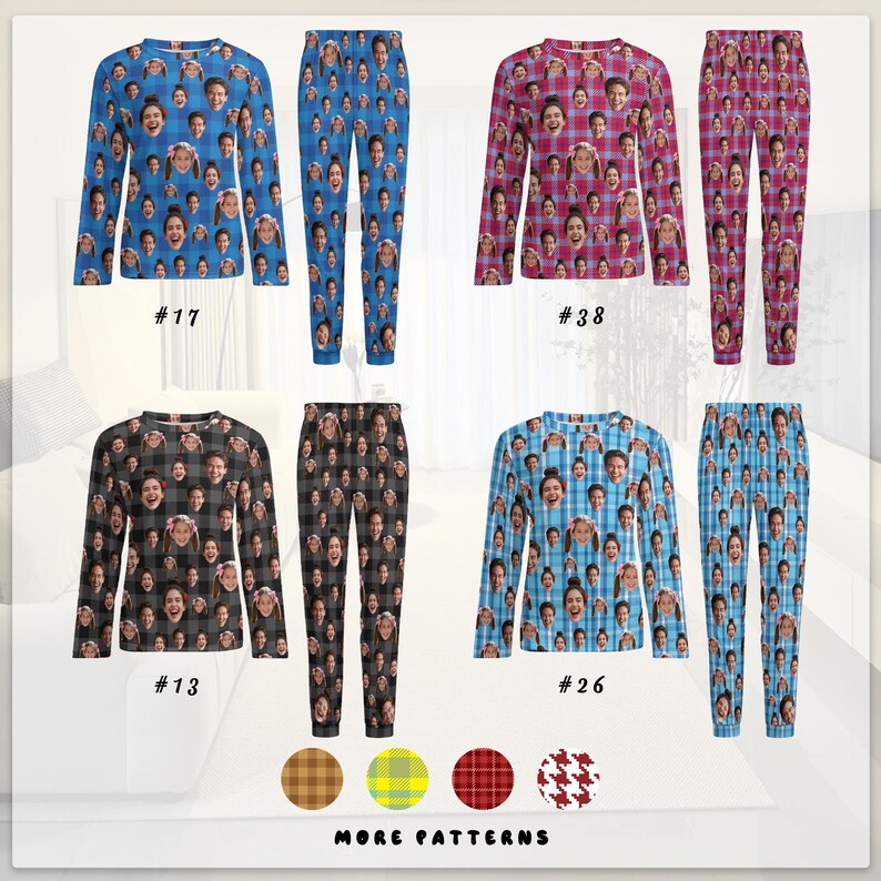Custom Face Pajama Set,pajamas for Family,personalized Long Sleeve Pjm ...