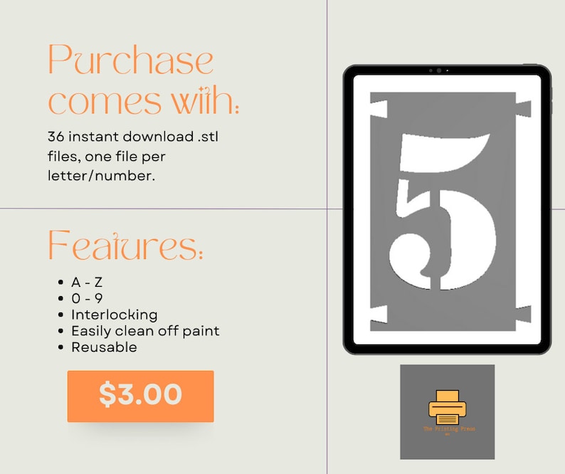 3D Print Stencil Alphabet and Numbers A-Z & 0-9 - Etsy