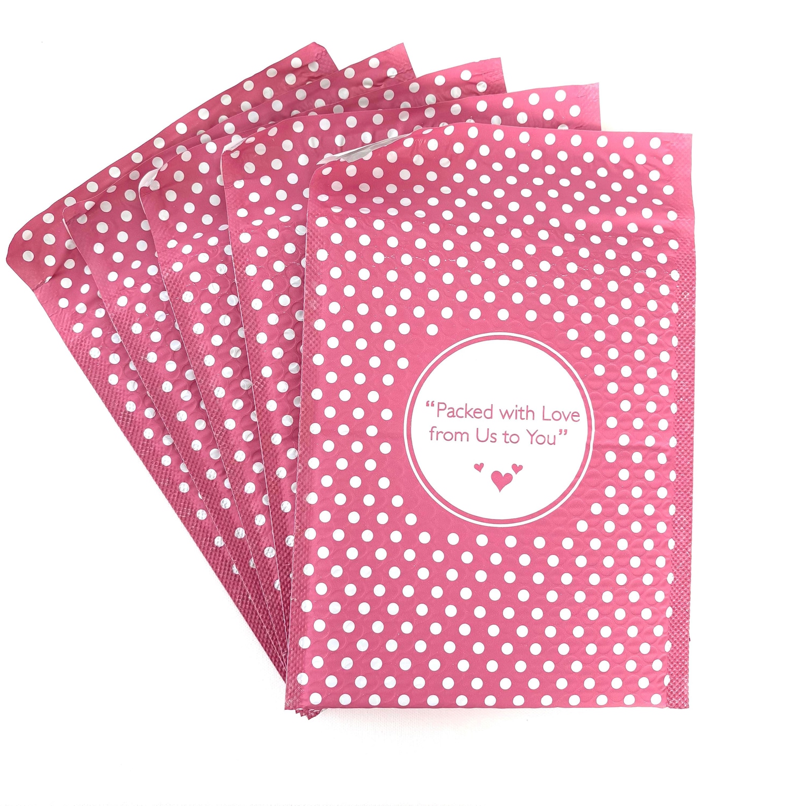Pink Polka Dot Bubble Mailer 10x7 Padded Poly Packed With Love Cute ...