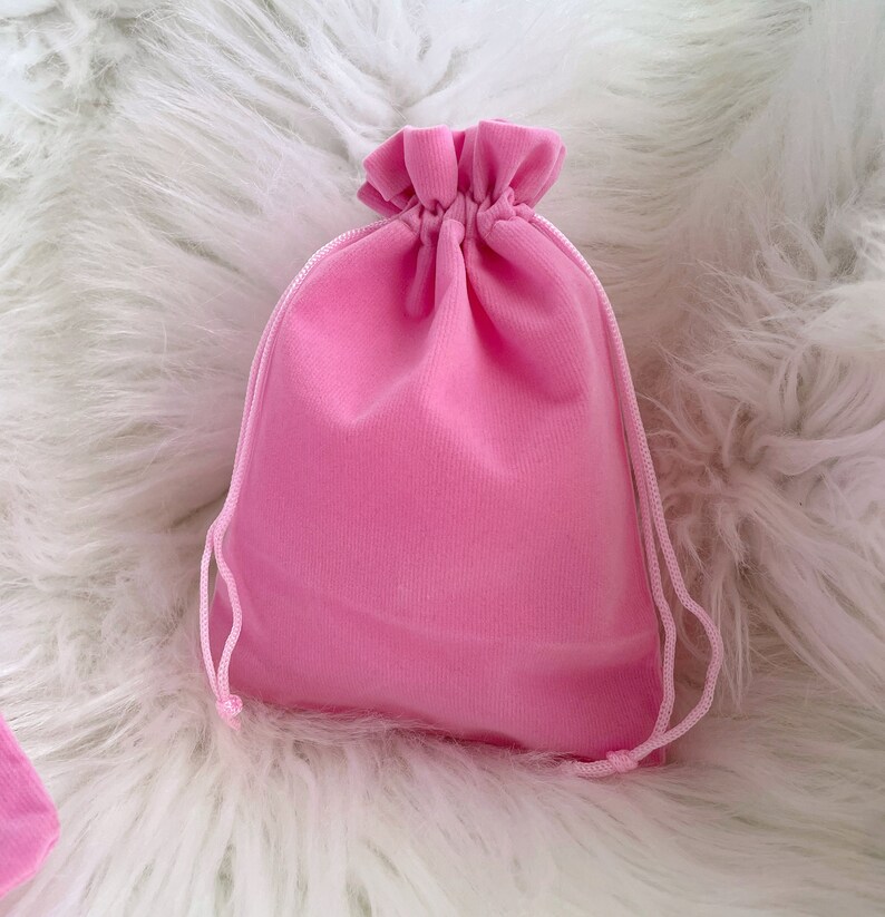 Pink Velvet Drawstring Gift Bags, Velour Jewelry Pouches (5x7 Inch, Set ...