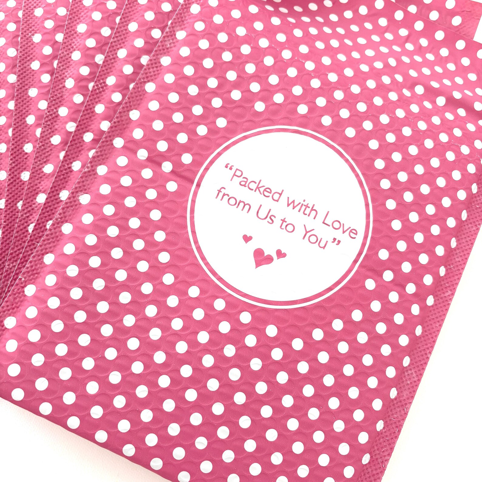 Pink Polka Dot Bubble Mailer 10x7 Padded Poly Packed With Love Cute ...
