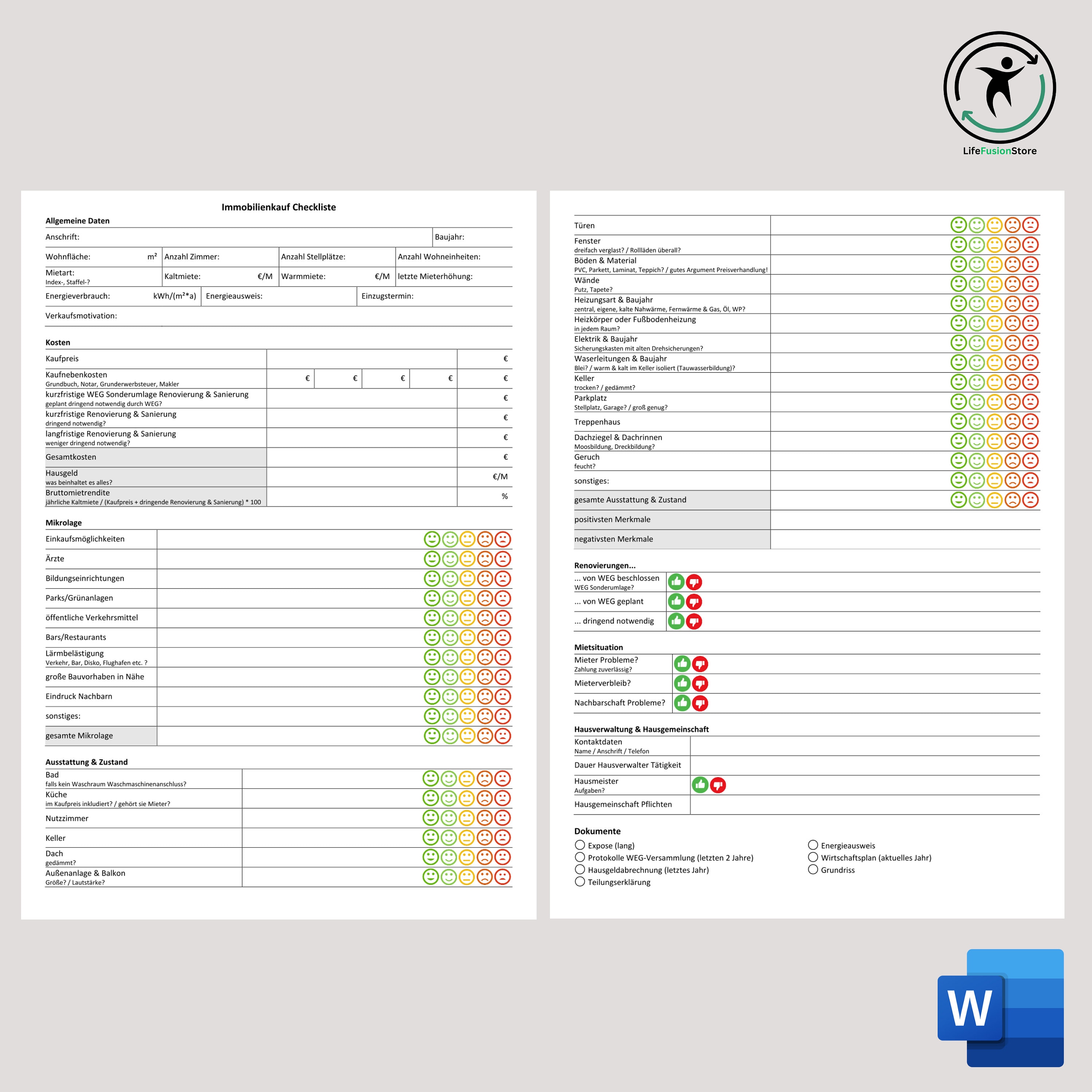 Real Estate Purchase Checklist Template as an Editable Microsoft Word ...