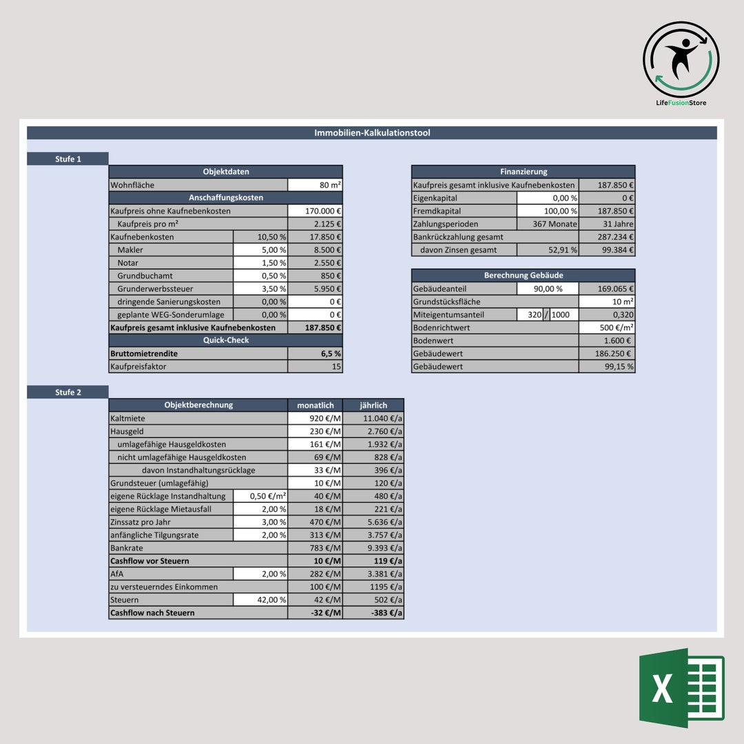 Real Estate Calculation Tool/calculation Tool/financing Calculator ...