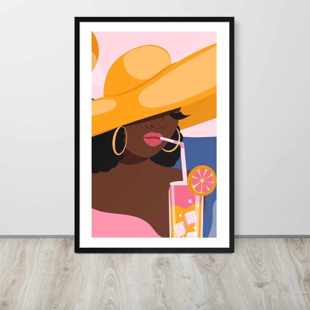 African Black Baddie Gold Hoop Earrings Portrait Digital Painting - Etsy