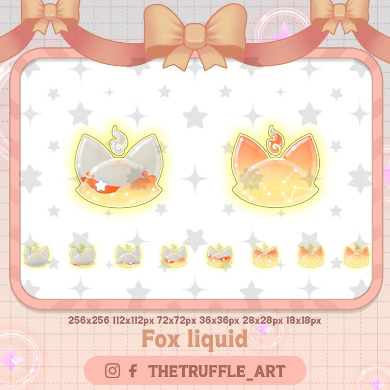 Cute Orange Yellow Fall Fox Liquid Sub Badges, Gumiho Liquid Sub, Magic Galaxy Fox Sub Badges ...