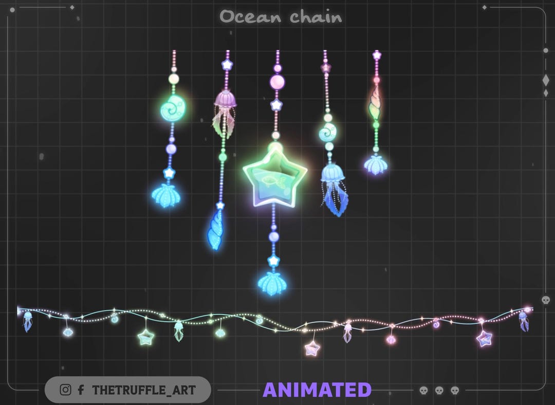 Rainbow Ocean Light Chains Animated Stream Decoration, Ocean Elements ...
