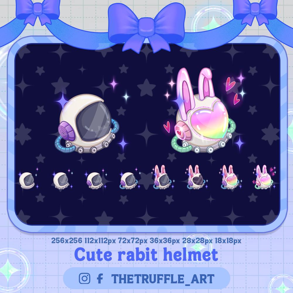 Bunny Astronaut Helmet Twitch Sub Badges, Rainbow Rabit Helmet Stream ...