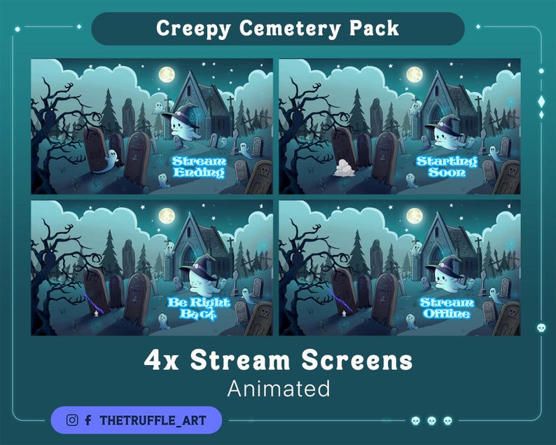 Animated Twitch Screens Cemetery Overlays/ Halloween Graveyard Screens ...