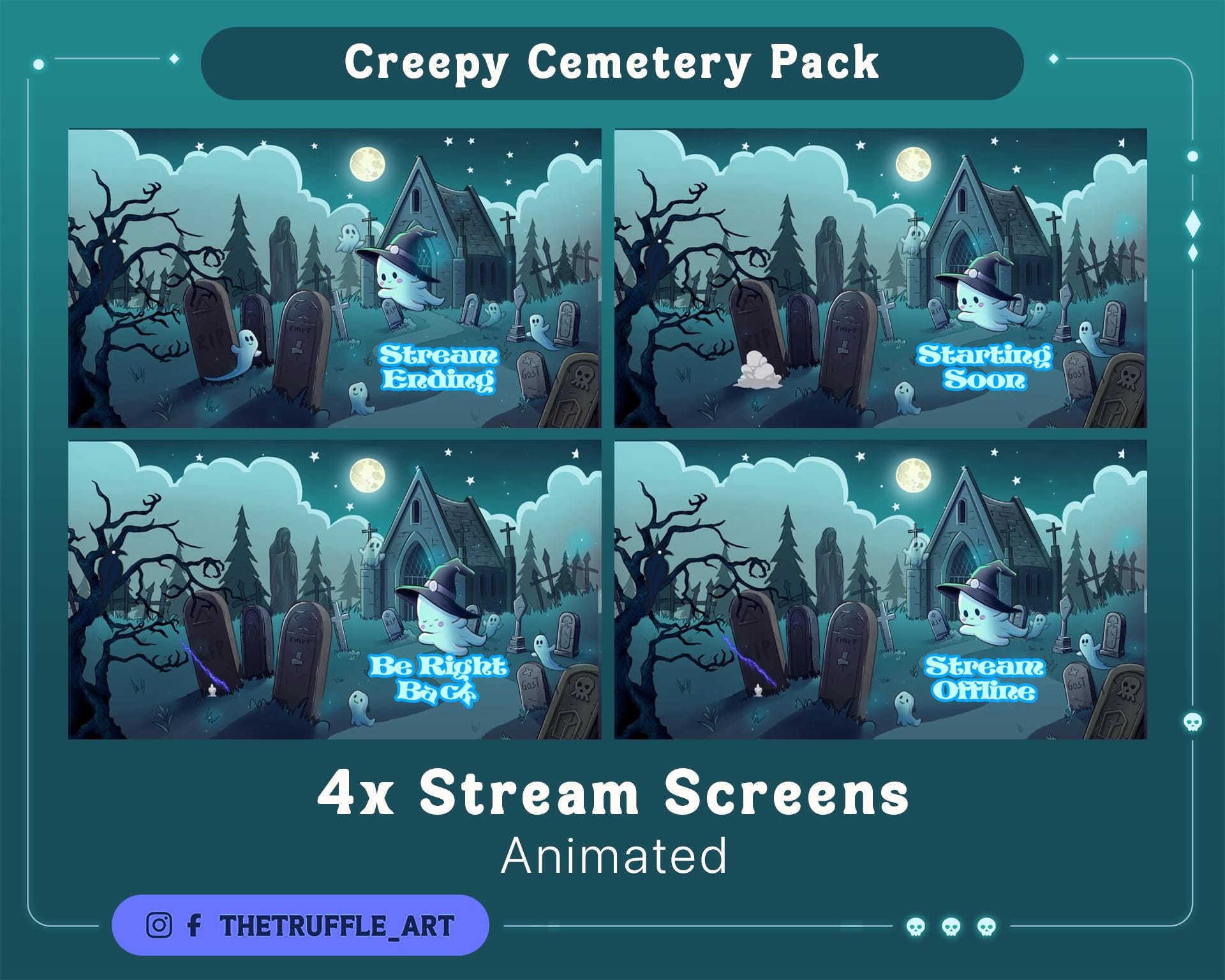 Animated Twitch Screens Cemetery Overlays/ Halloween Graveyard Screens ...