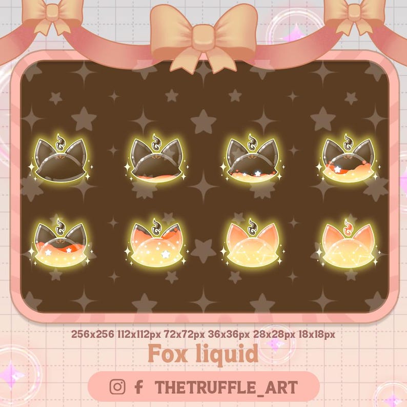 Cute Orange Yellow Fall Fox Liquid Sub Badges, Gumiho Liquid Sub, Magic Galaxy Fox Sub Badges ...