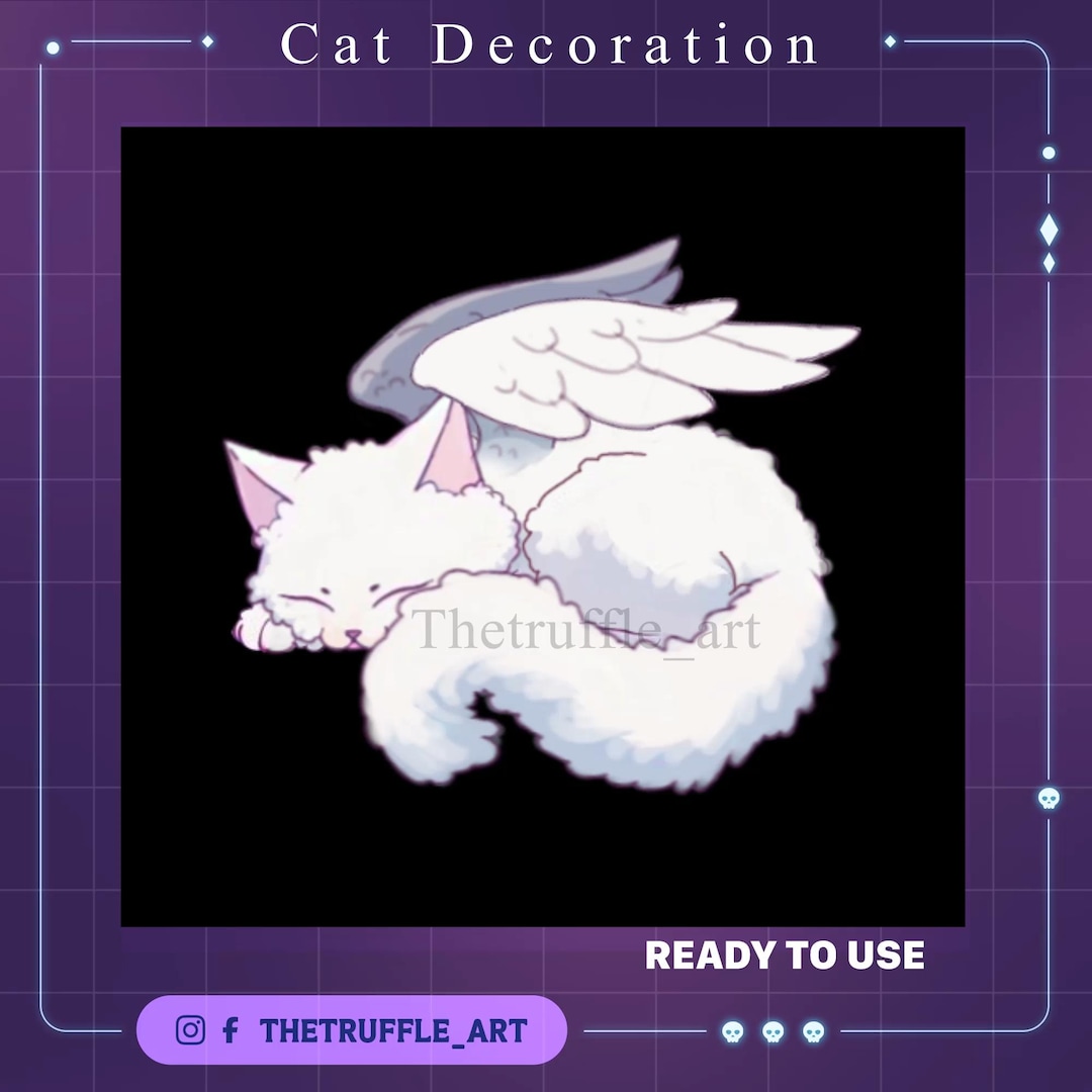 Animated Stream Pet : Angel White Cat With Bird Wings Decorations ...