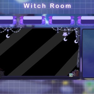 Full Package Witch Room Lo-fi Desk Twitch Overlays / Lo-fi Witch Craft Loading Screens / Purple ...