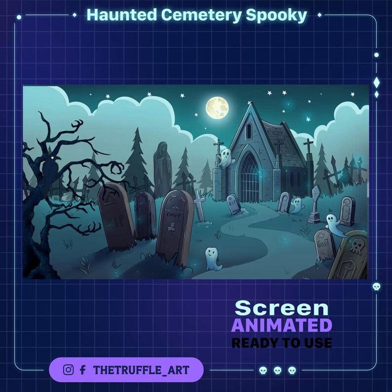 Halloween Animated Twitch Screens Cemetery/ Halloween Graveyard Screens ...