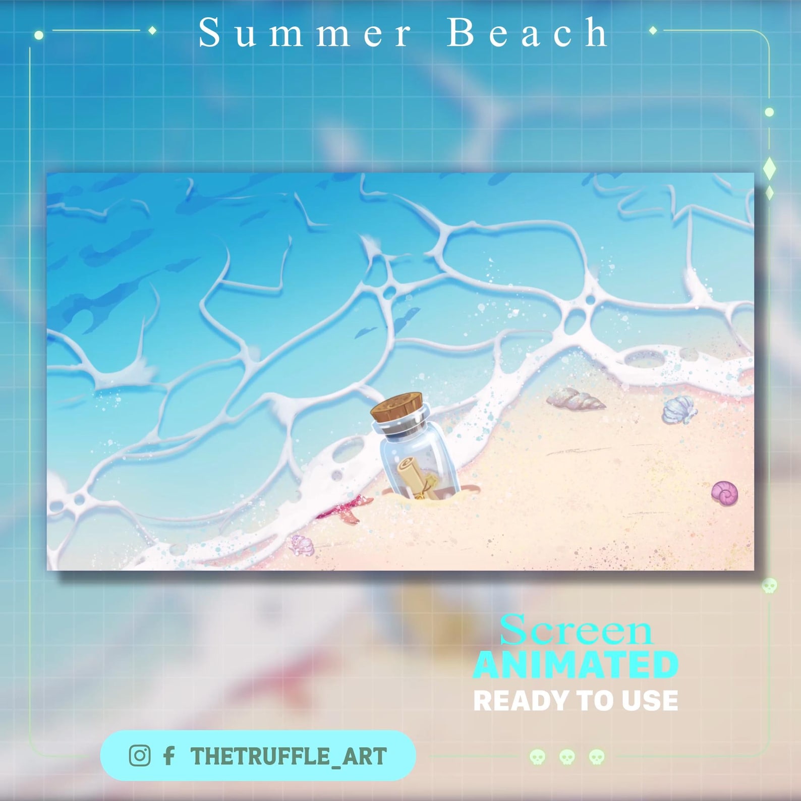 4 Animated Summer Beach Twitch Screens / Ocean Waves Loading Screens ...