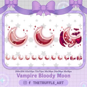 Vampire Red Blood Celestial Moon Bottle Sub Badges, Liquid Bat Moon ...
