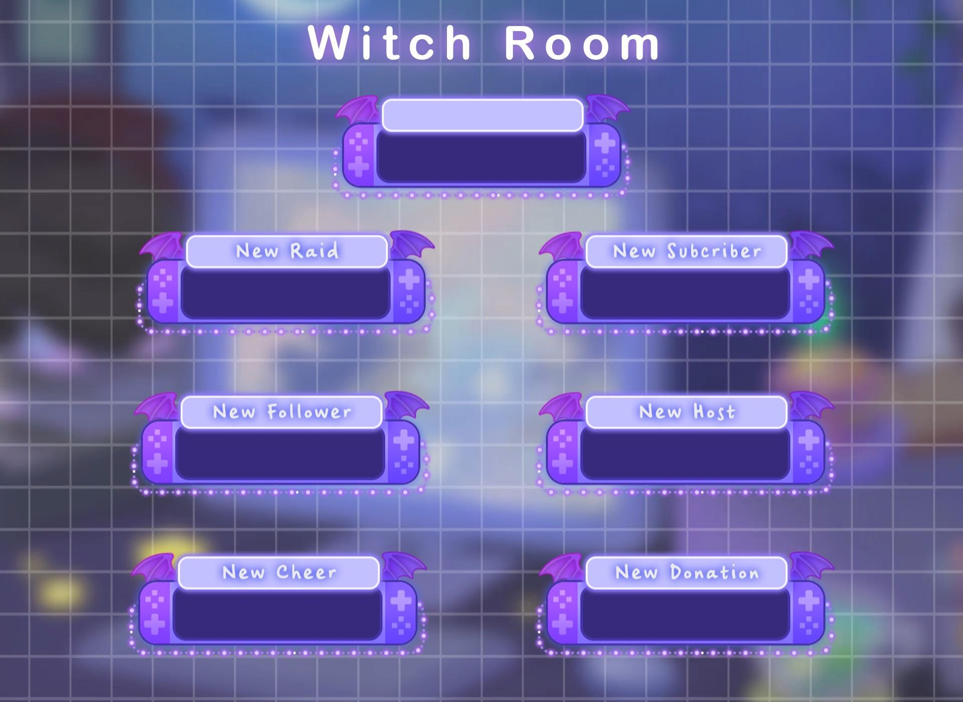 Full Package Witch Room Lo-fi Desk Twitch Overlays / Lo-fi Witch Craft Loading Screens / Purple ...