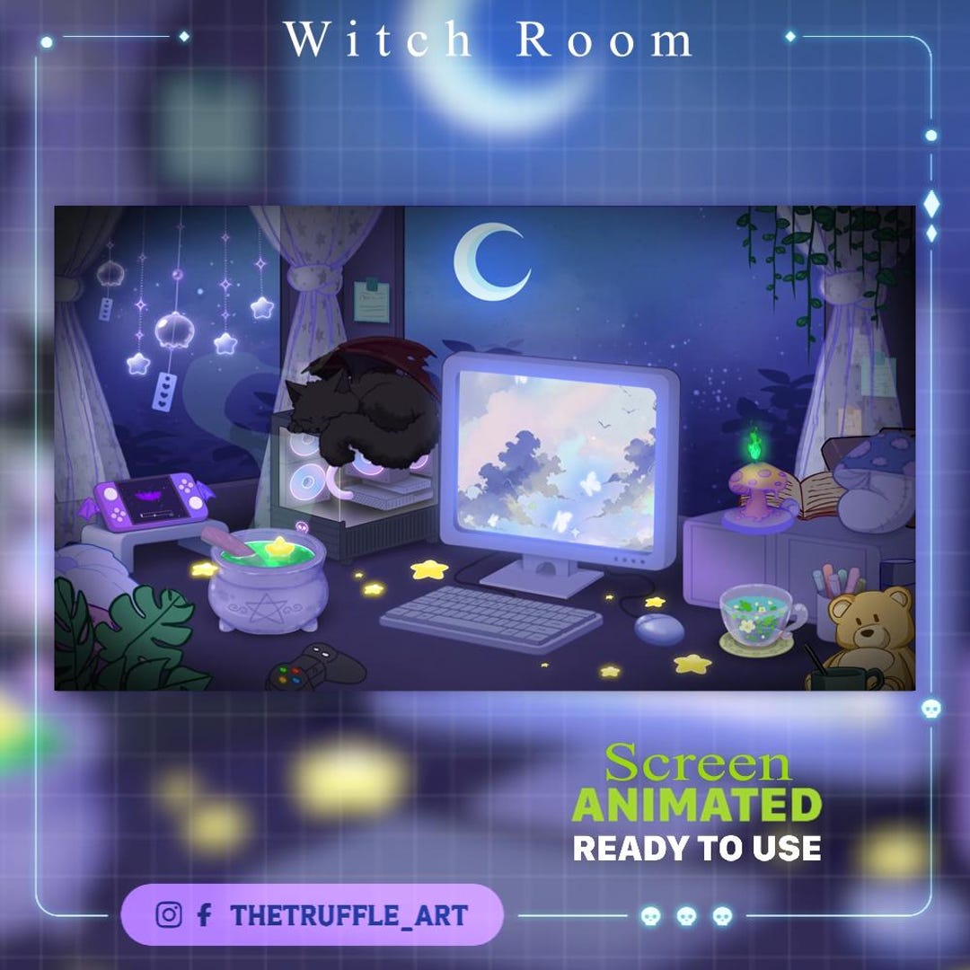 4 Animated Witch Room Lo-fi Desk Twitch Screens / Lo-fi Witch Craft ...