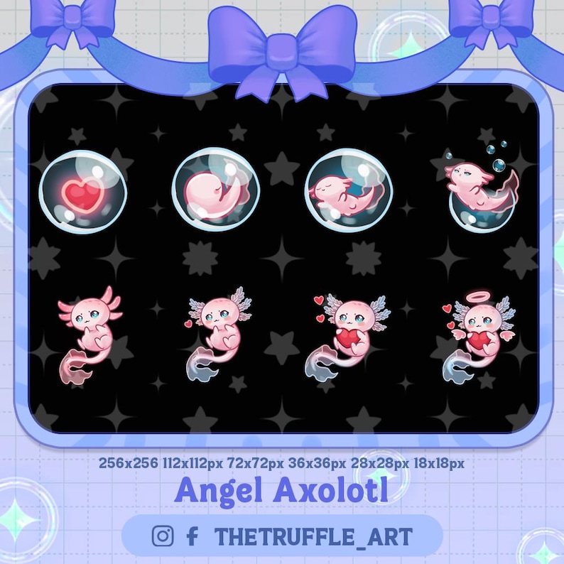 Cute Angel Axolotl Sub Badges, Water Axolotl Twitch Sub Badges, Kawaii ...