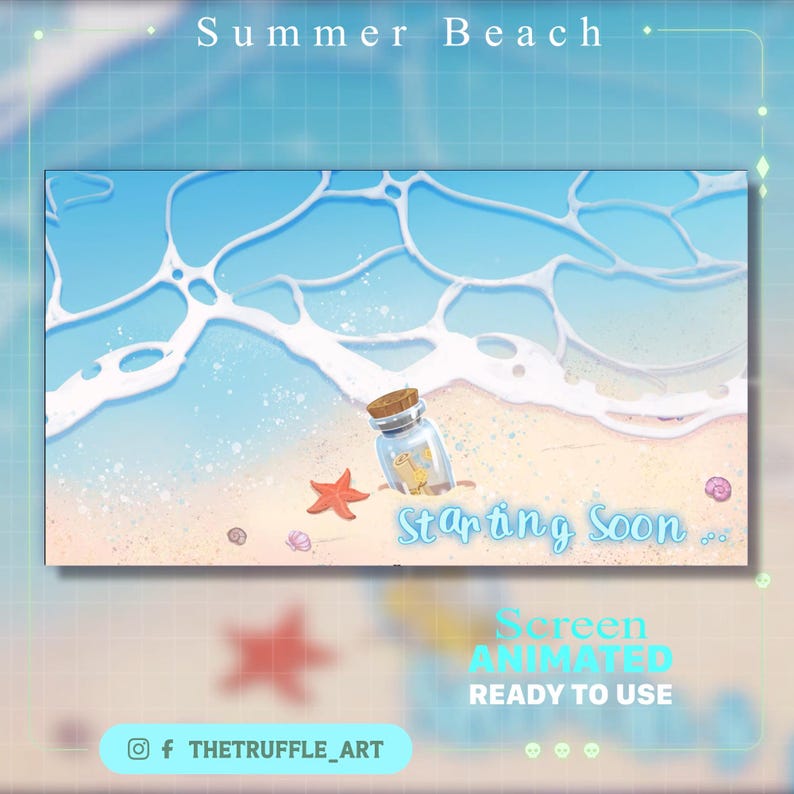4 Animated Summer Beach Twitch Screens / Ocean Waves Loading Screens ...