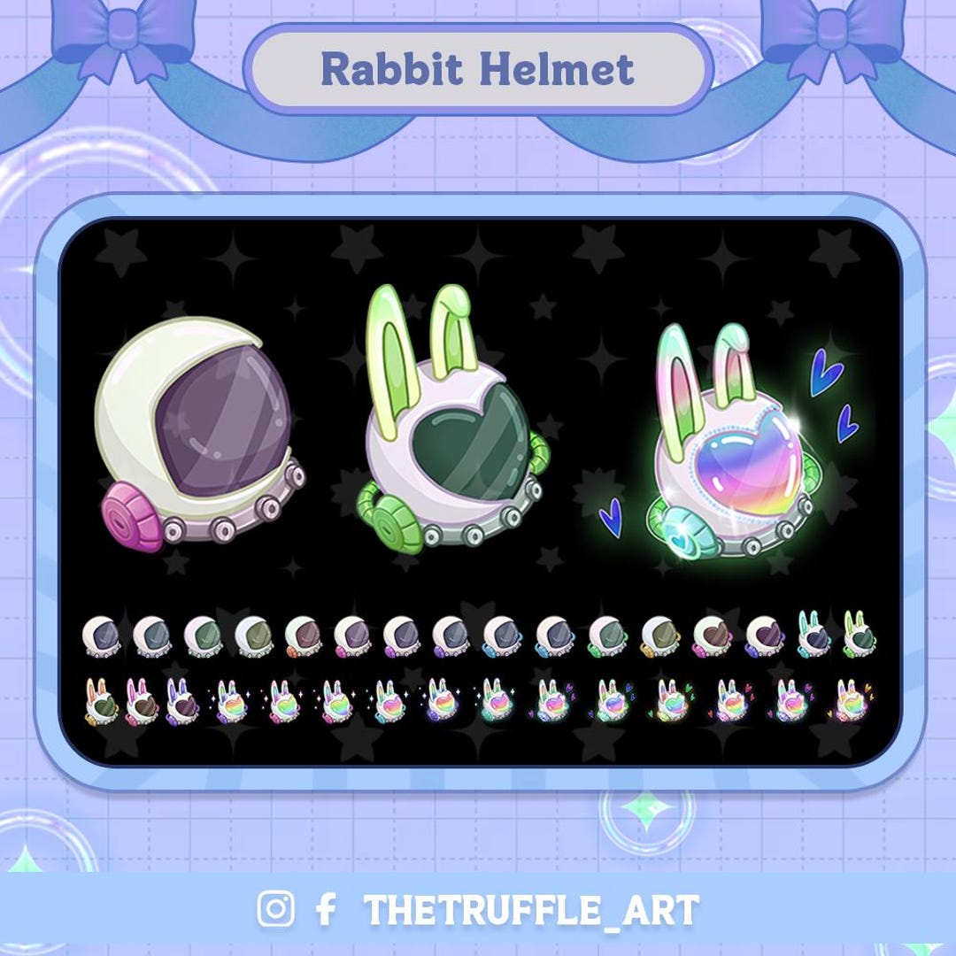 Bunny Astronaut Helmet Twitch Bits Badges, Rainbow Rabit Helmet Stream ...