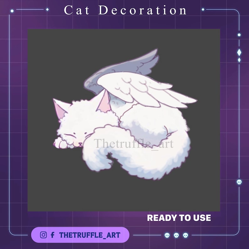 Animated Stream Pet : Angel White Cat With Bird Wings Decorations ...