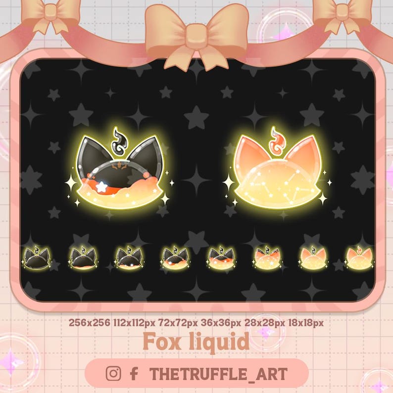 Cute Orange Yellow Fall Fox Liquid Sub Badges, Gumiho Liquid Sub, Magic Galaxy Fox Sub Badges ...