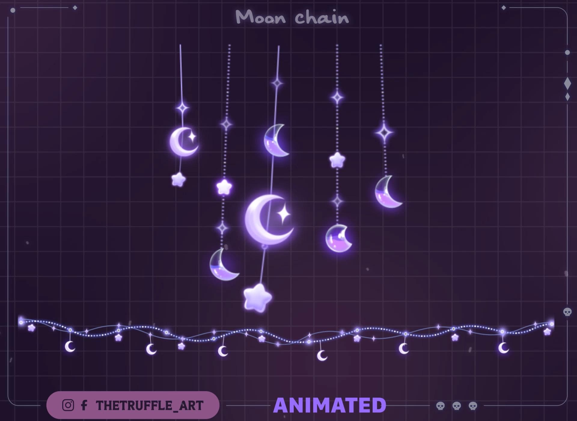 Purple Moon and Star Light Chains Animated Stream Decorations ...