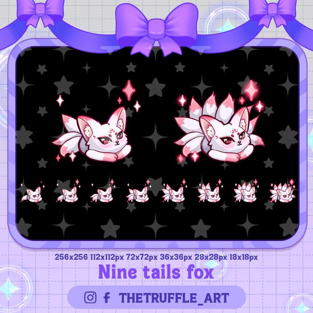 White Pink Blushed Kitsune Twitch Sub Badges/ Nine Tail Fox Twitch Sub ...
