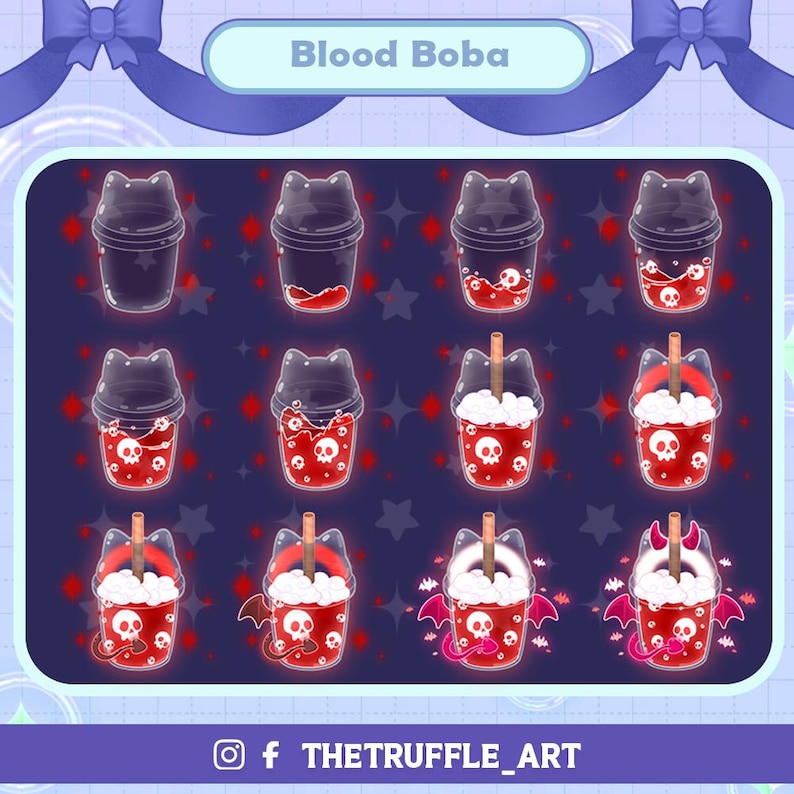 12 Blood Liquid Boba Sub Badges, Vampire Bat Liquid Sub Badges, Death ...