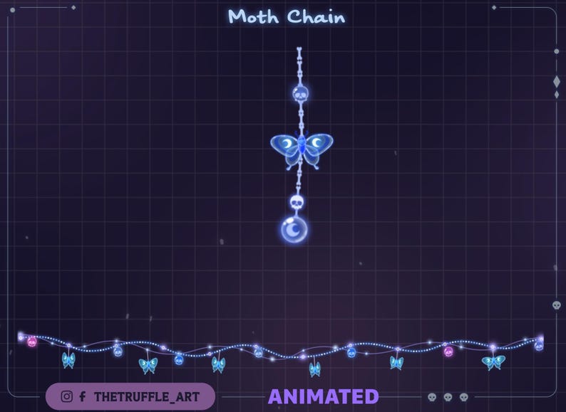 Blue Moon Moth Light Chains Animated Stream Decorations, Cute Night ...