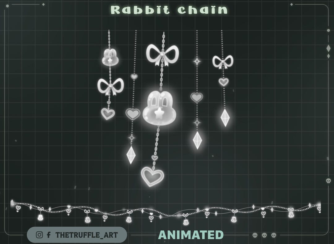 White Gray Rabbit Light Chains Animated Stream Decorations, Cute Flower ...