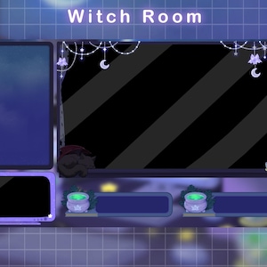 Full Package Witch Room Lo-fi Desk Twitch Overlays / Lo-fi Witch Craft Loading Screens / Purple ...