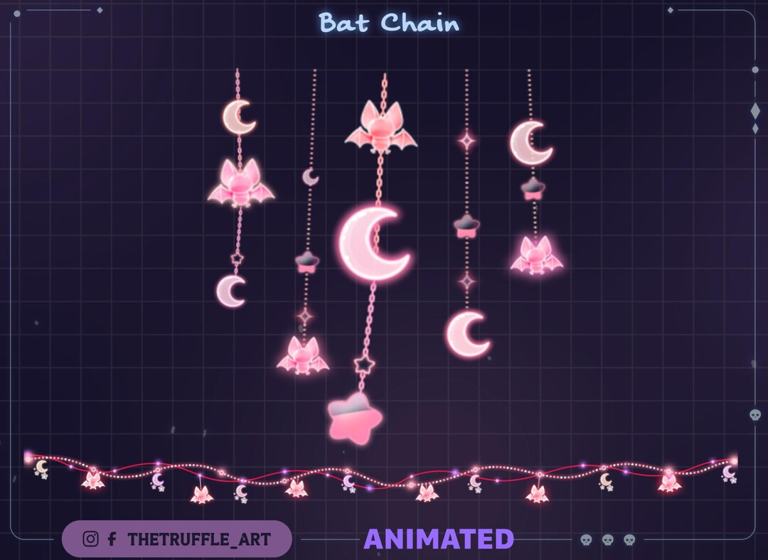 Pink Bat Light Chains Animated Stream Decorations, Celestial Lights ...