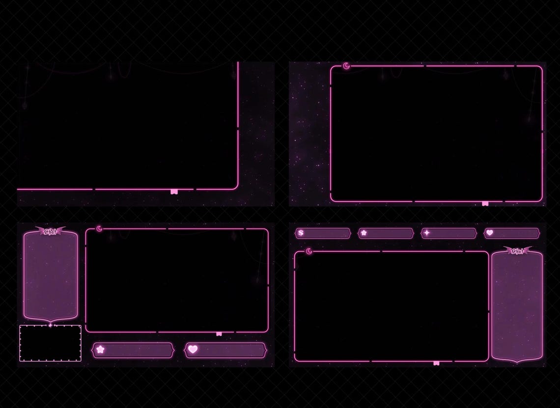 Full Package Simple Pink Bat Heart Twitch Overlay/ Gothic Bat Stream ...