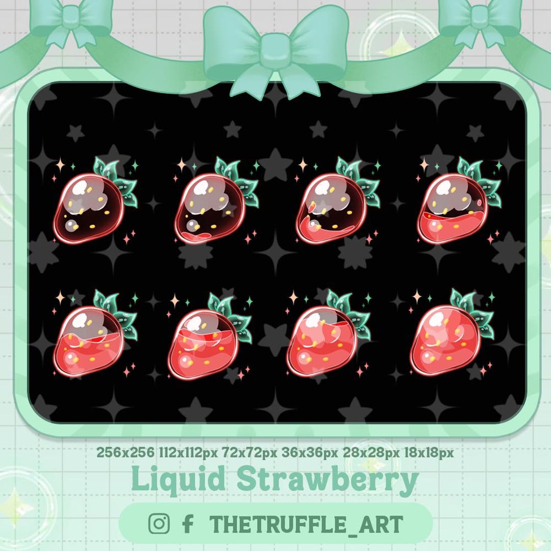 Liquid Strawberry Sub Badges, Cute Strawberry Twitch Sub Badges, Red ...