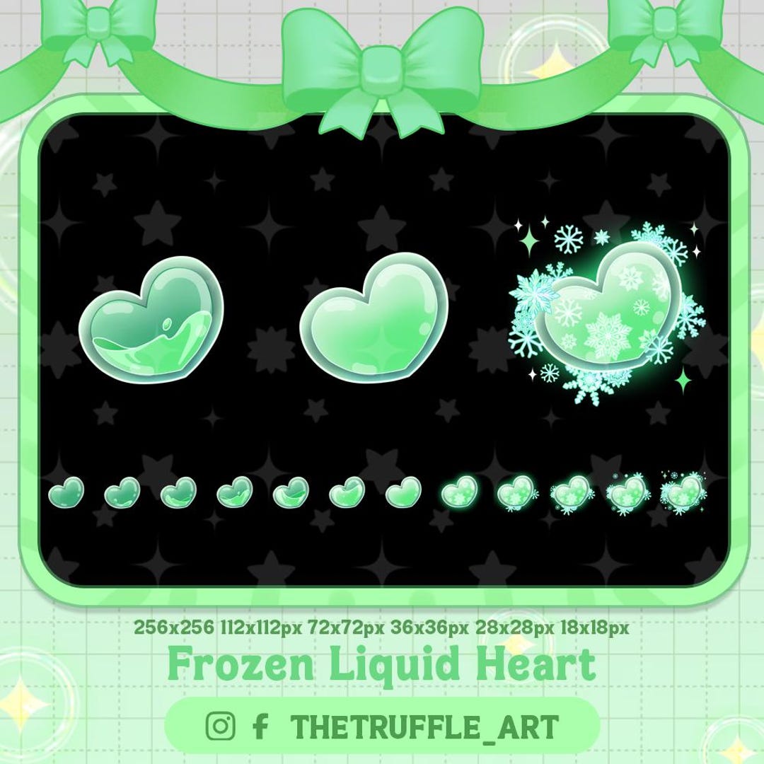 12x Green Frozen Liquid Heart Sub Badges, Winter Channel Point ...