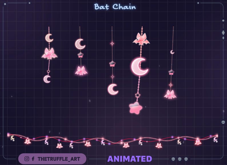 Pink Bat Light Chains Animated Stream Decorations, Celestial Lights ...