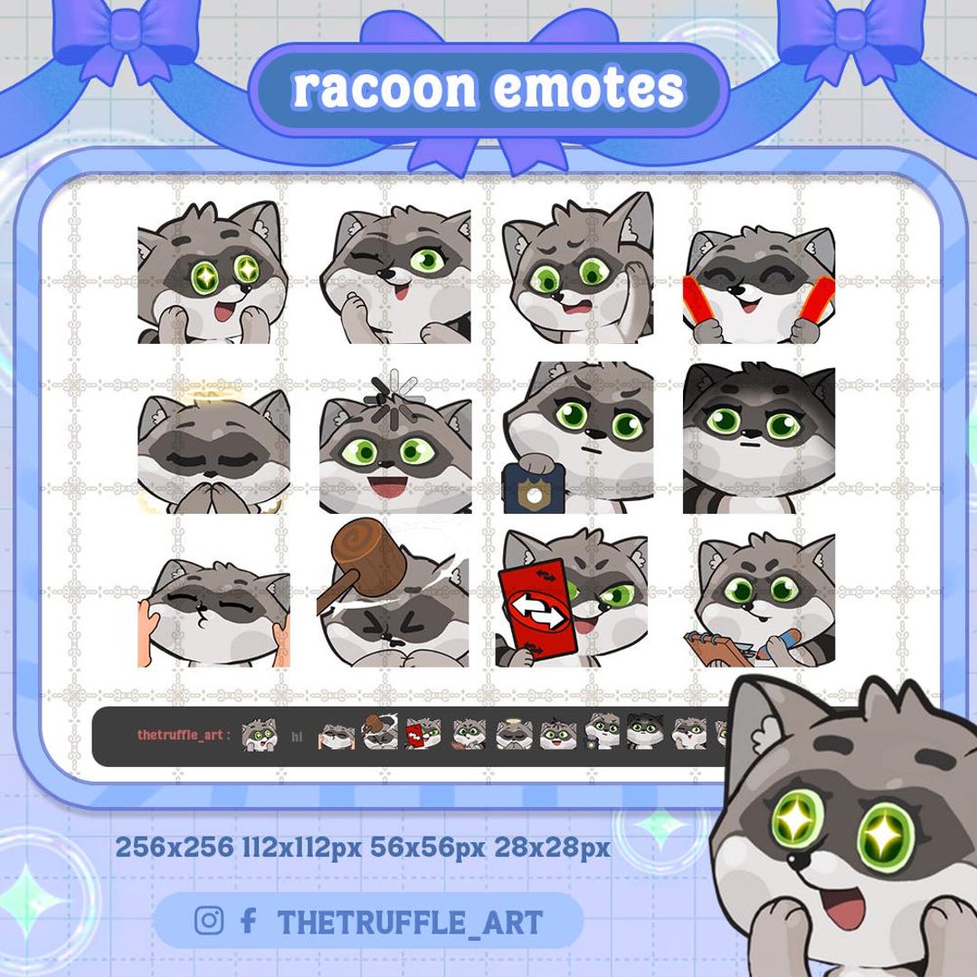 Racoon Emotes Pack 3, Twitch Emotes Pack, Cute and Funny Emotes - Etsy