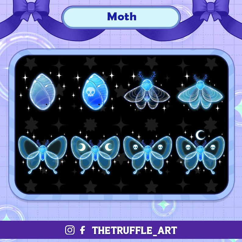 Luna Death Moth Twitch Sub Badges/ Honor Twitch Sub Badges/ Dark Magic ...