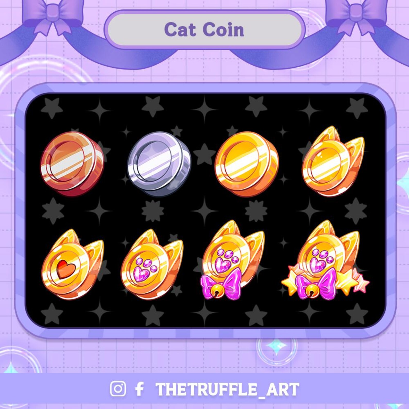 Sparkle Cat Coin Sub Badges, Coin Sub Badges, Magic Sub Badges, Kawaii ...