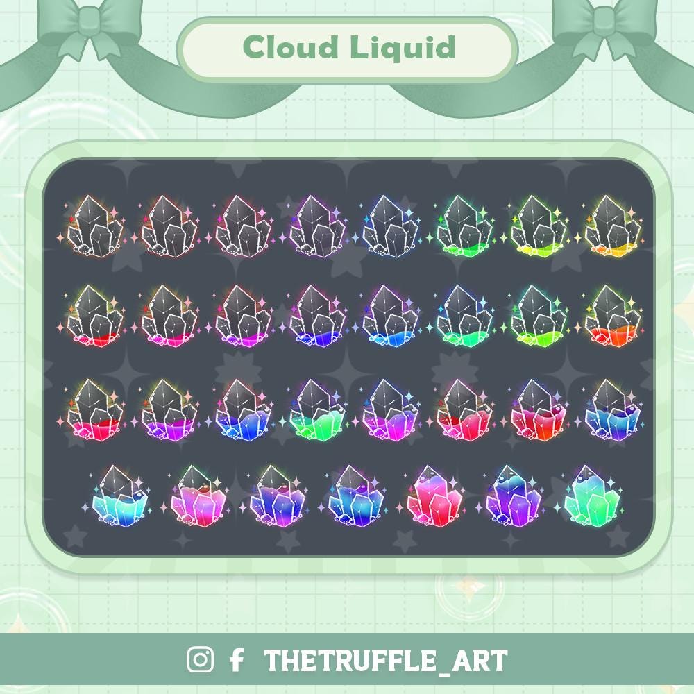 Set of 31 Color Liquid Crystal Twitch Bit Badges, Color Liquid Crystal ...