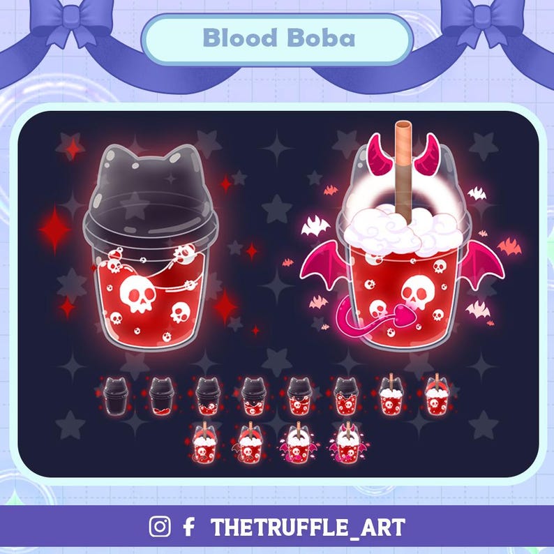 12 Blood Liquid Boba Sub Badges, Vampire Bat Liquid Sub Badges, Death ...